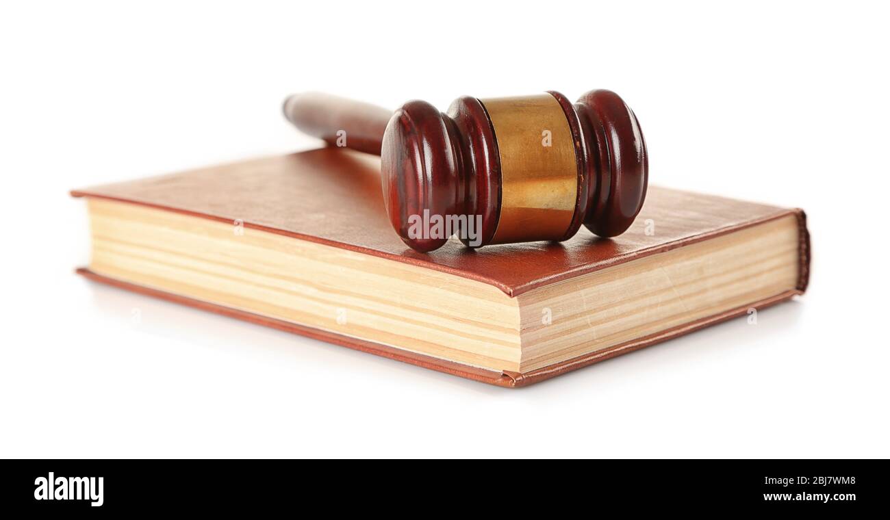 Gavel and book isolated on white Stock Photo - Alamy