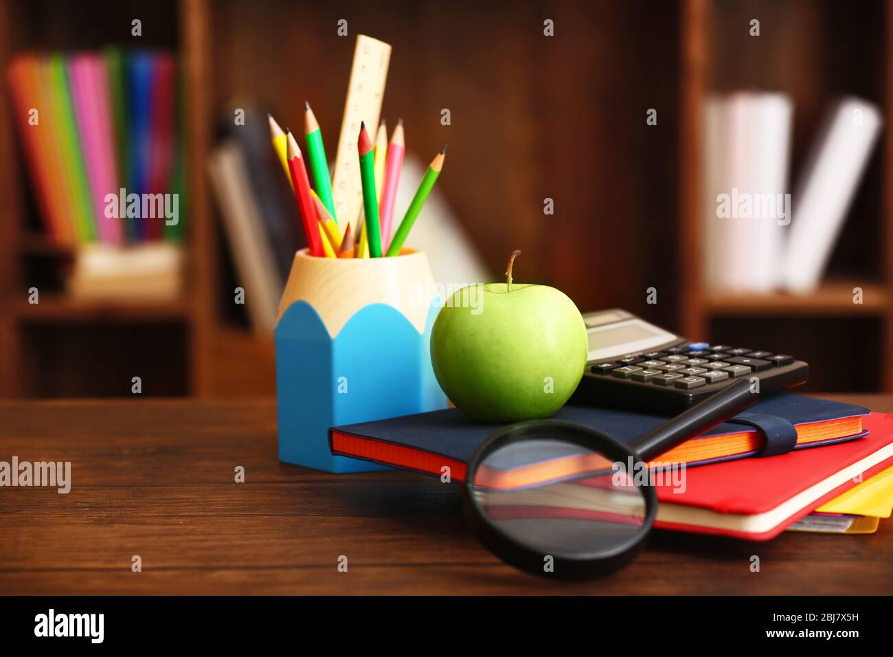 Stationery set for school on the table Stock Photo - Alamy