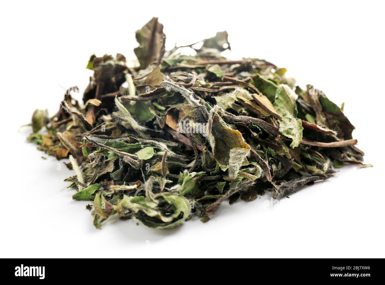 Pile of dry white tea, isolated on white Stock Photo - Alamy