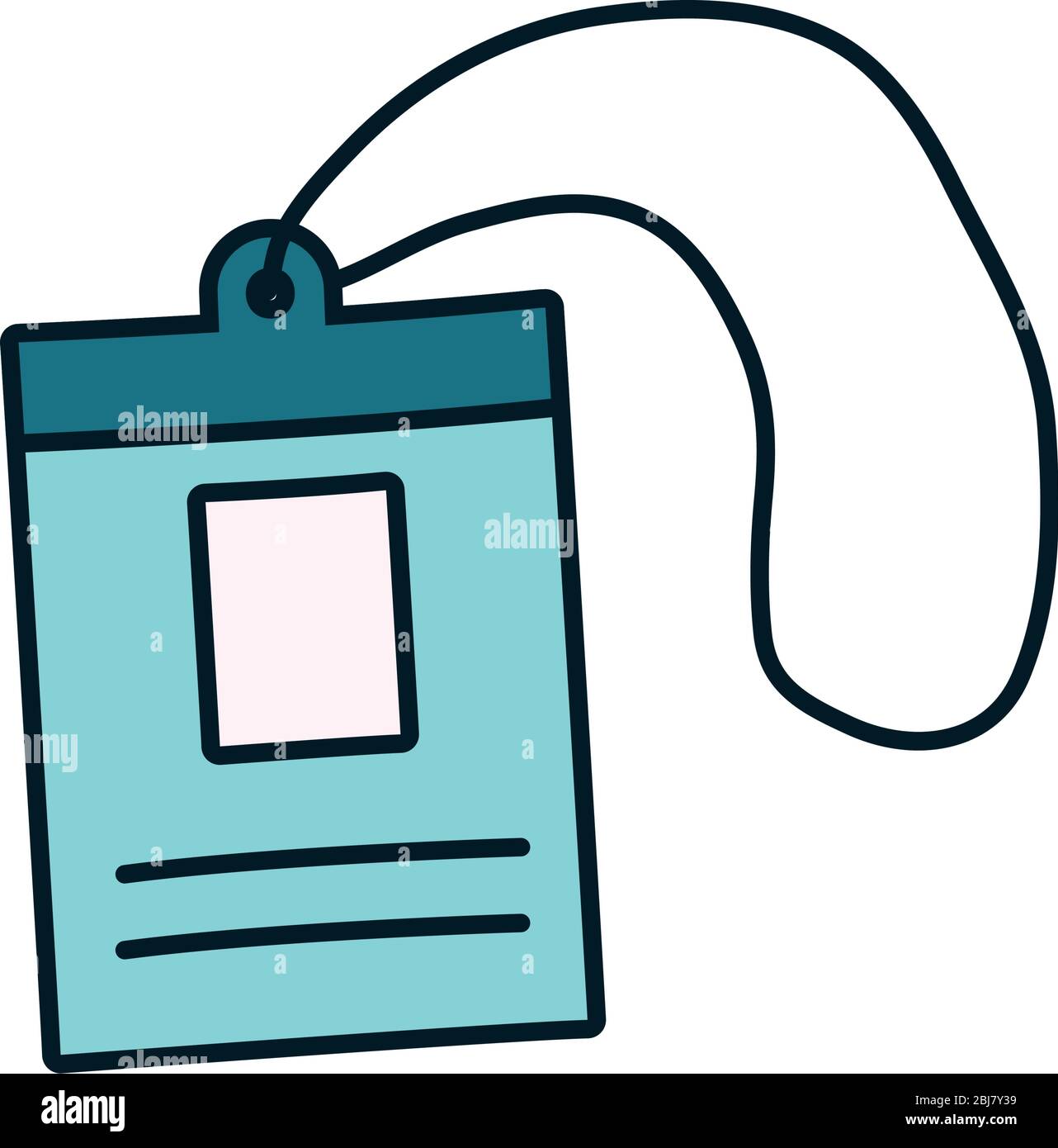 Stationary concept, id card icon over white background, line and fill ...