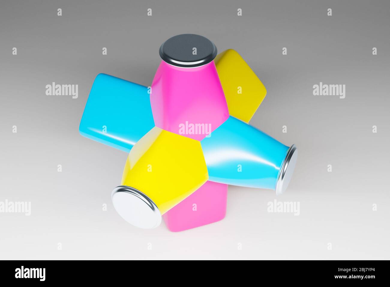 3d model of a plastic multi-colored puzzle. Abstract bright polyhedron ...