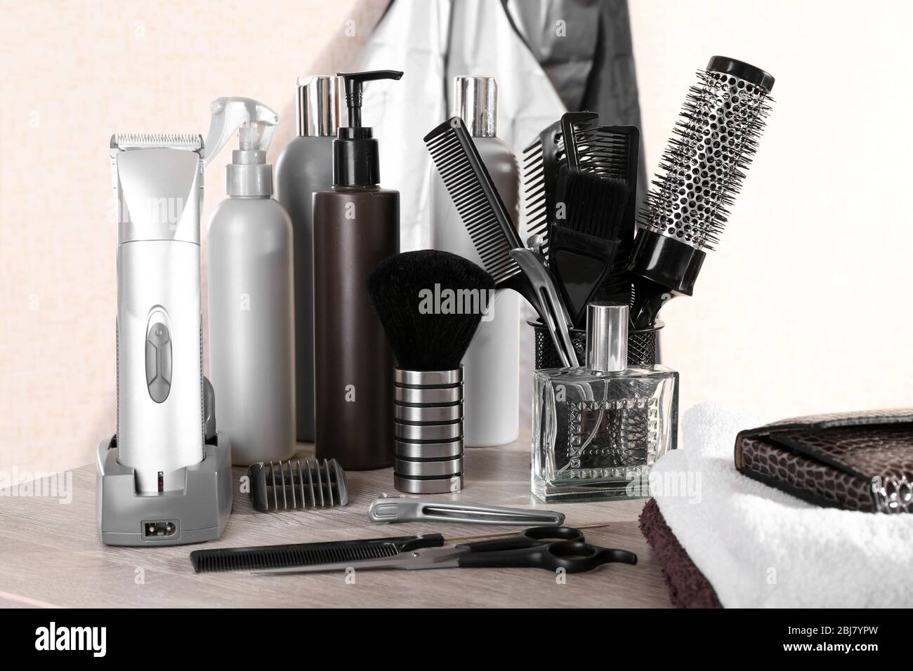 Towel set hairdresser tools hi-res stock photography and images - Alamy