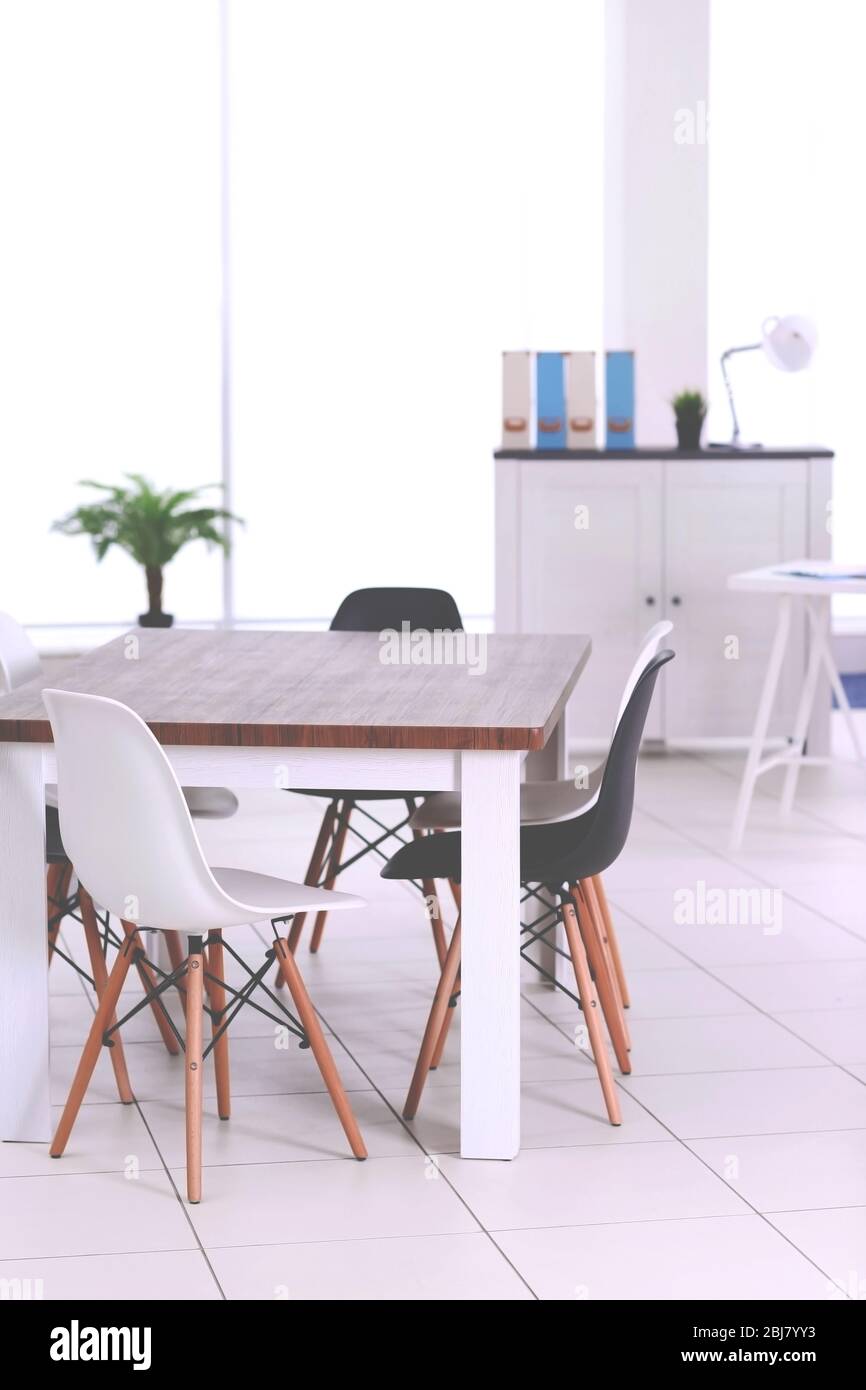 Modern office. Furniture set with table and chairs Stock Photo - Alamy
