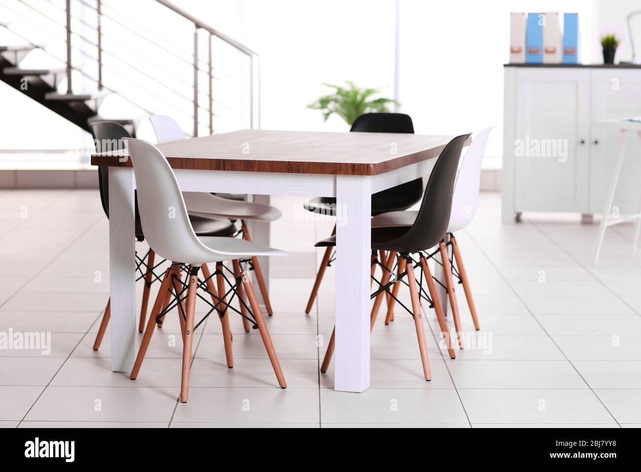 Modern office. Furniture set with table and chairs Stock Photo - Alamy