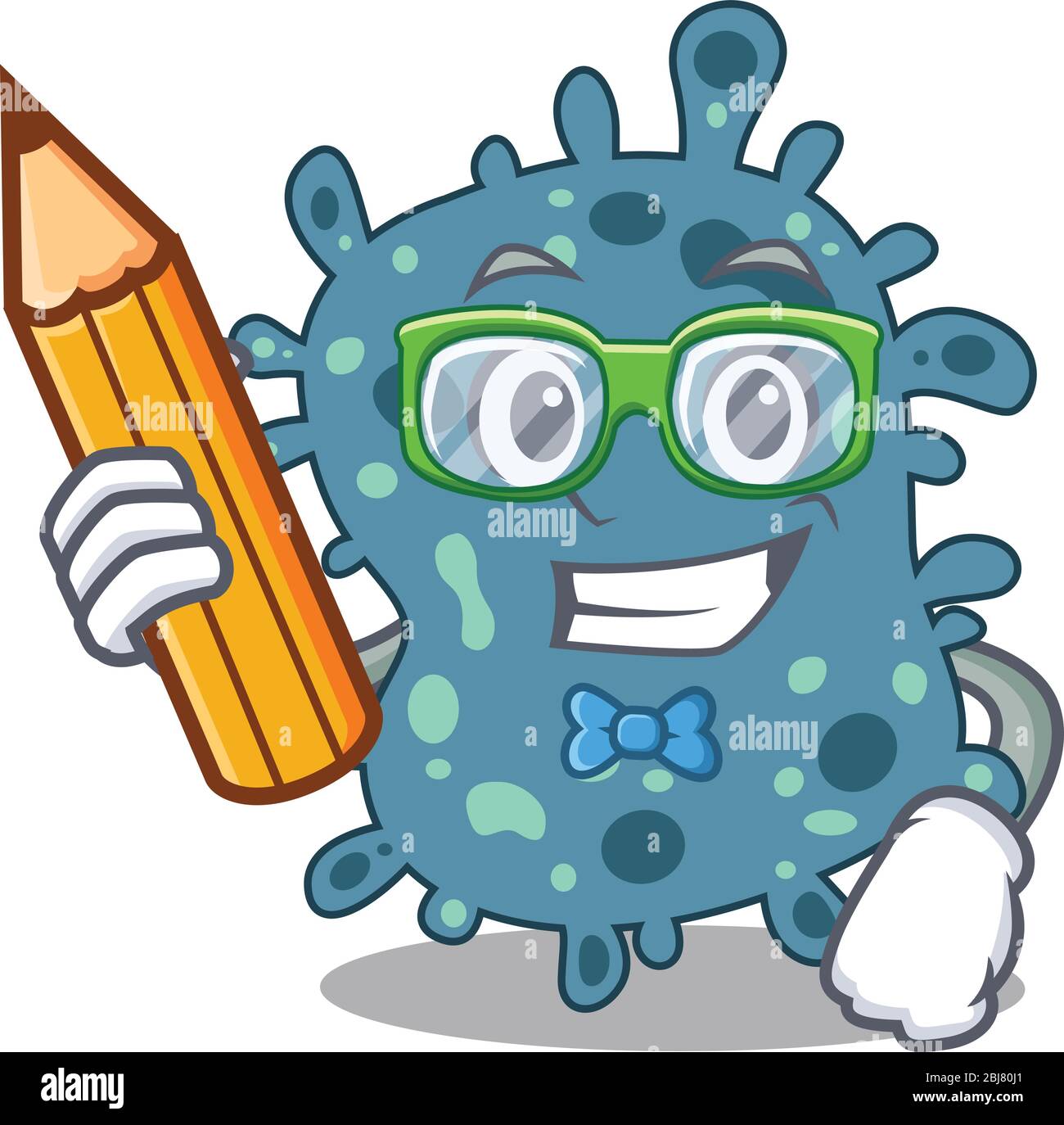 A brainy student rickettsia cartoon character with pencil and glasses ...