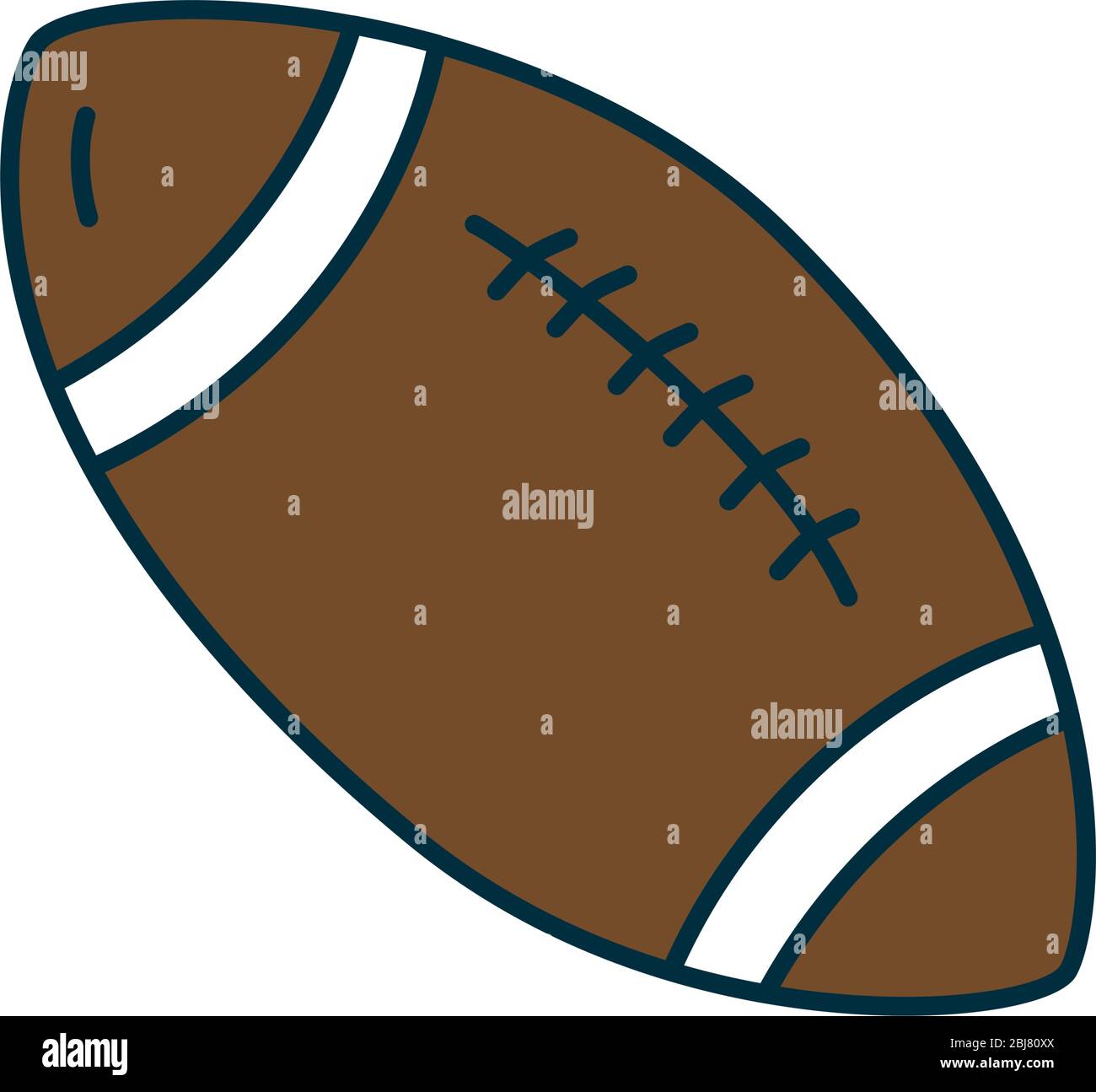 american football ball icon over white background, line and fill style ...