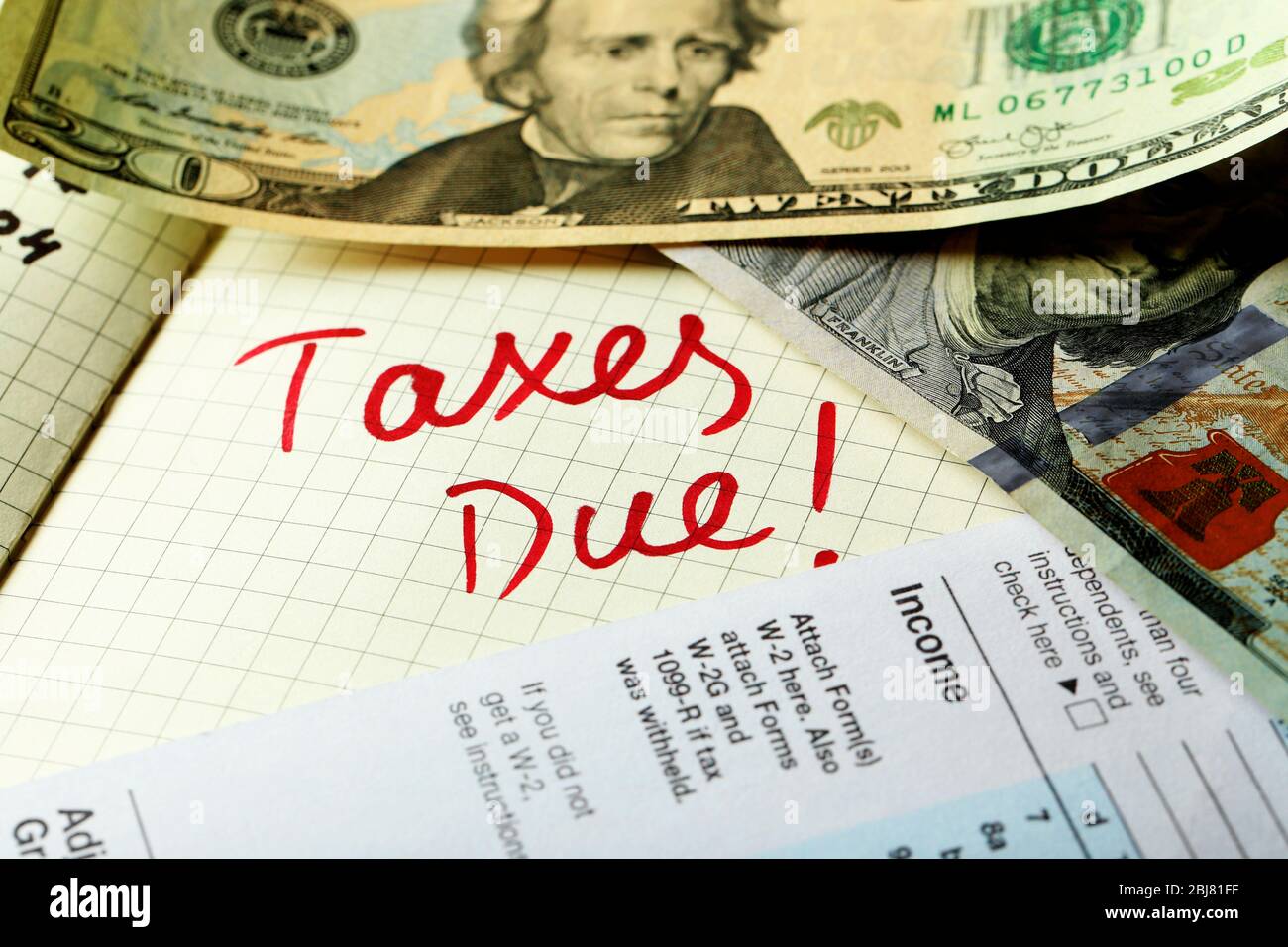 Taxes due written in a planner, close up Stock Photo - Alamy