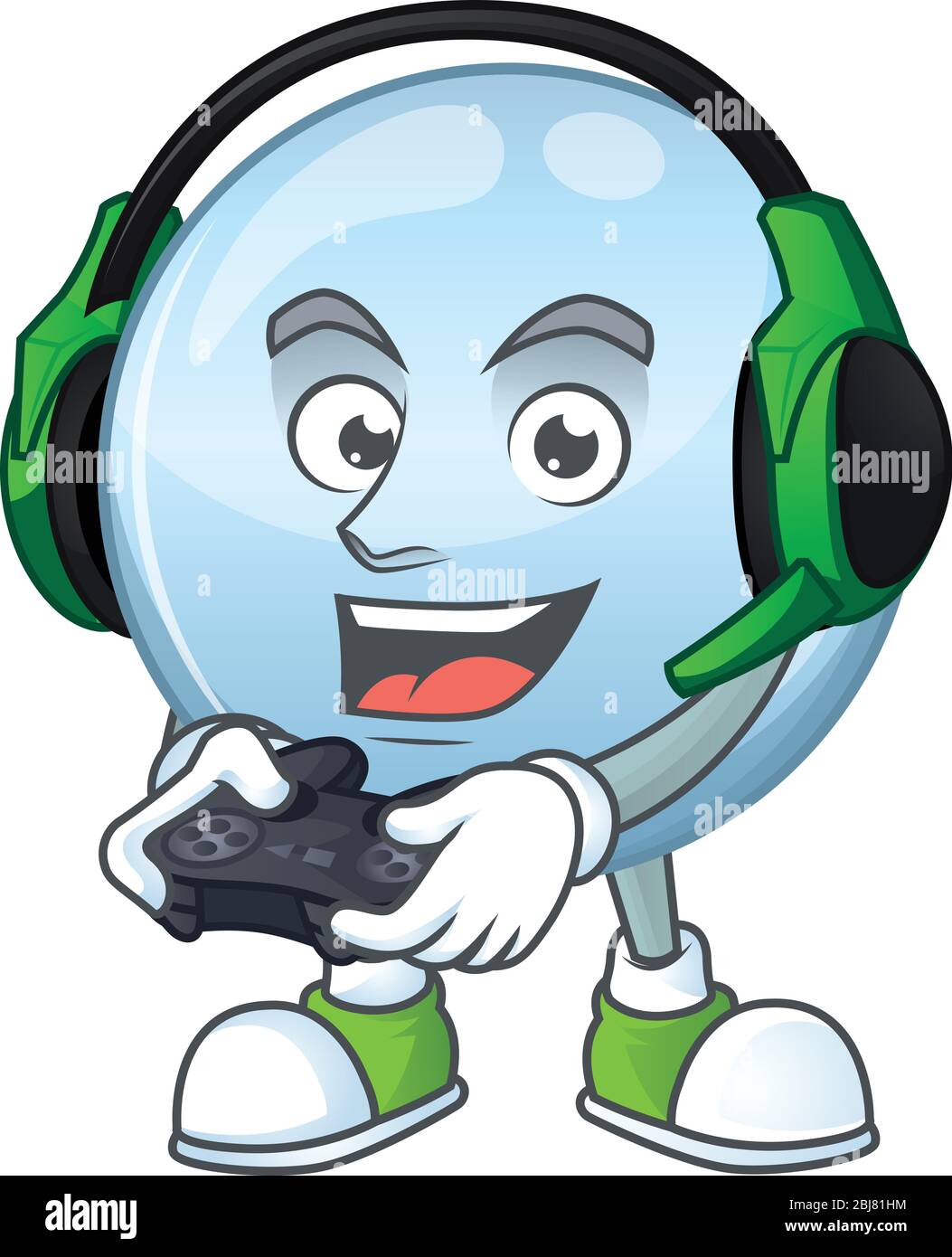 A cartoon design of collagen droplets talented gamer play with ...