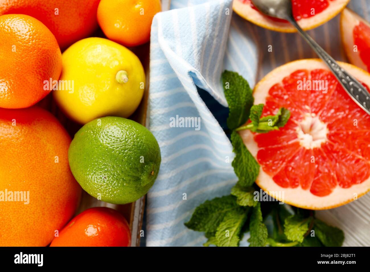 Set of different citrus fruit, close up Stock Photo - Alamy