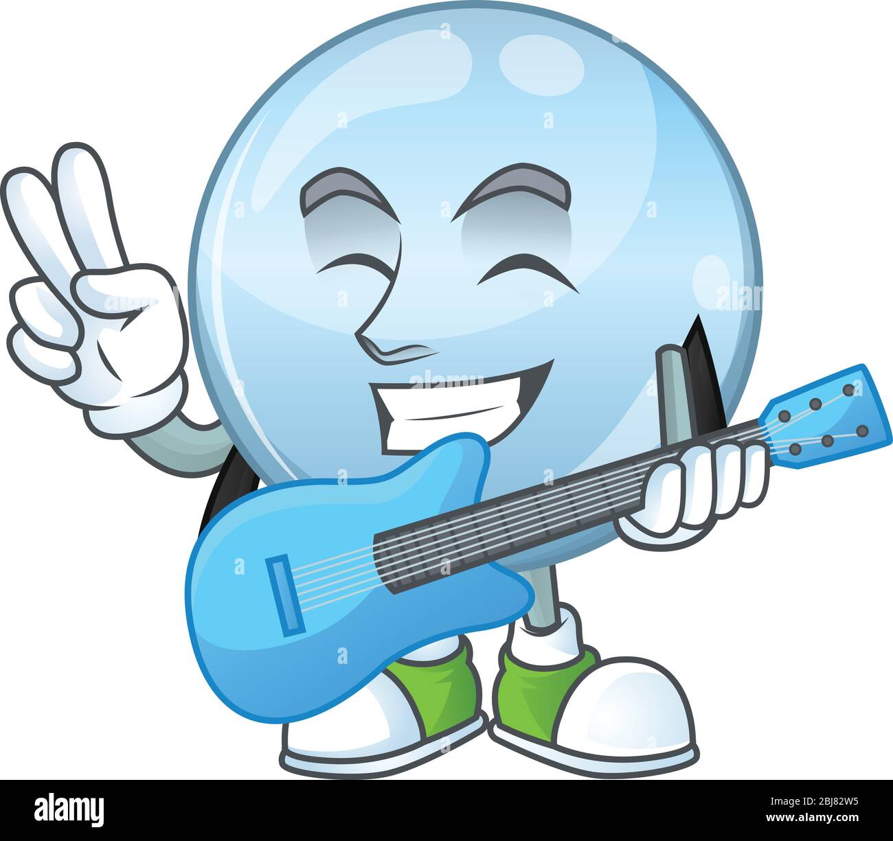 Happy face of collagen droplets cartoon plays music with a guitar Stock ...