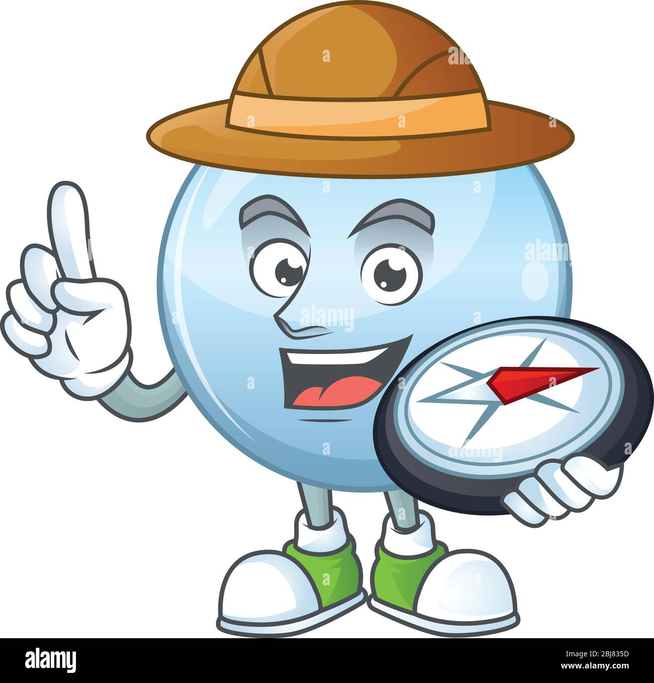 World explorer collagen droplets cartoon design style using compass ...