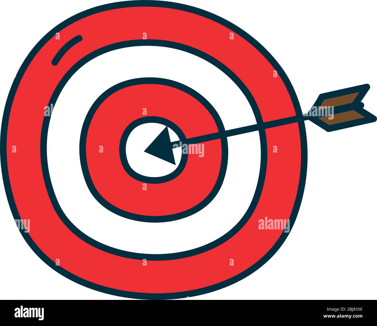 target and arrow icon over white background, line and fill style icon ...