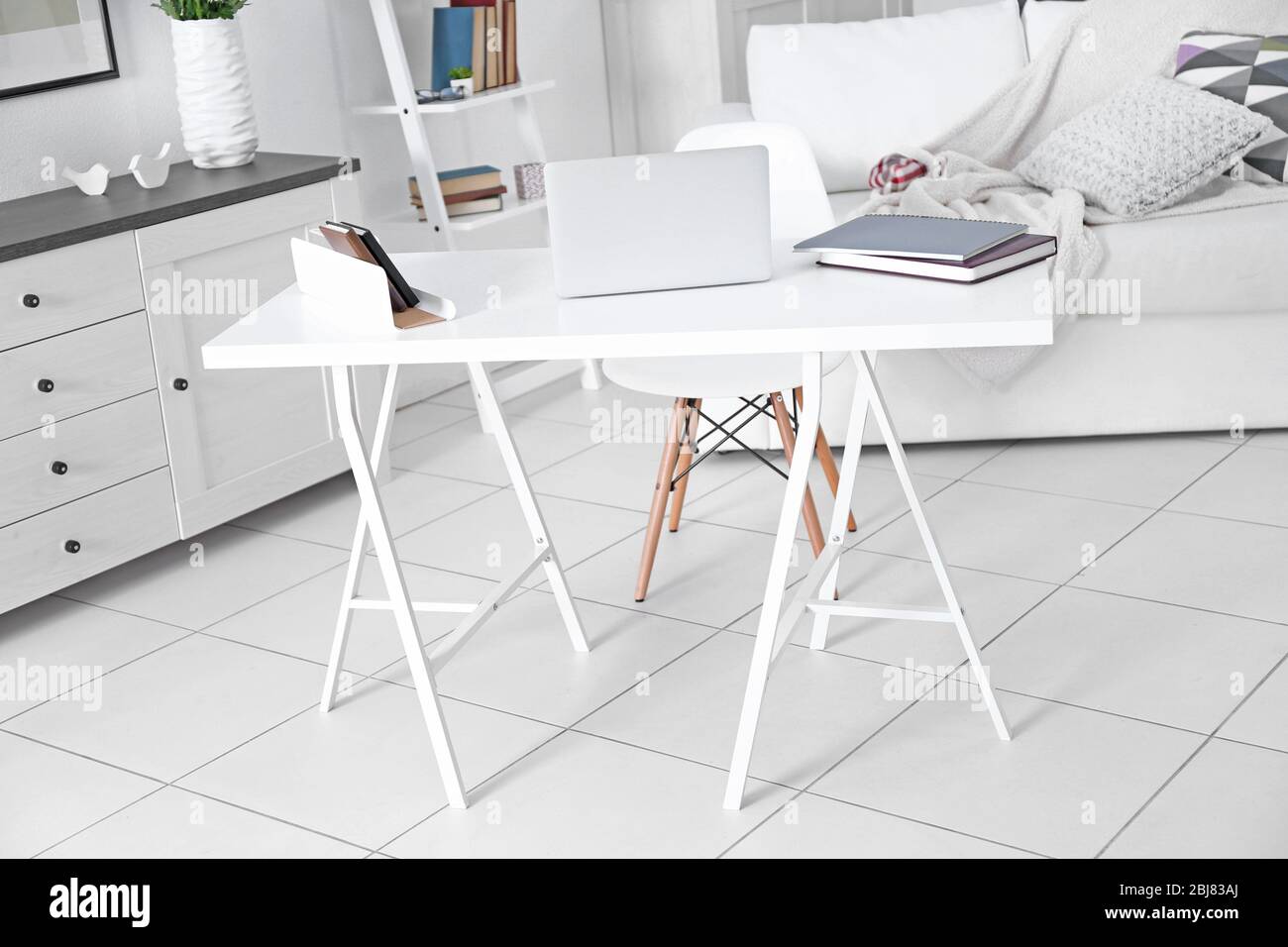 Modern interior of working place at home Stock Photo - Alamy