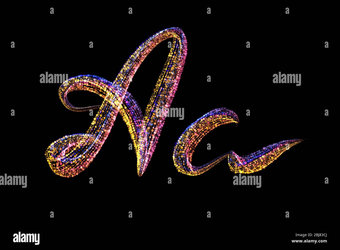 A - uppercase and lowercase letters handwritten made of multicolored ...