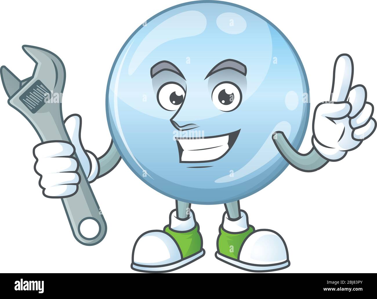 A mechanic collagen droplets mascot character fix a broken machine ...