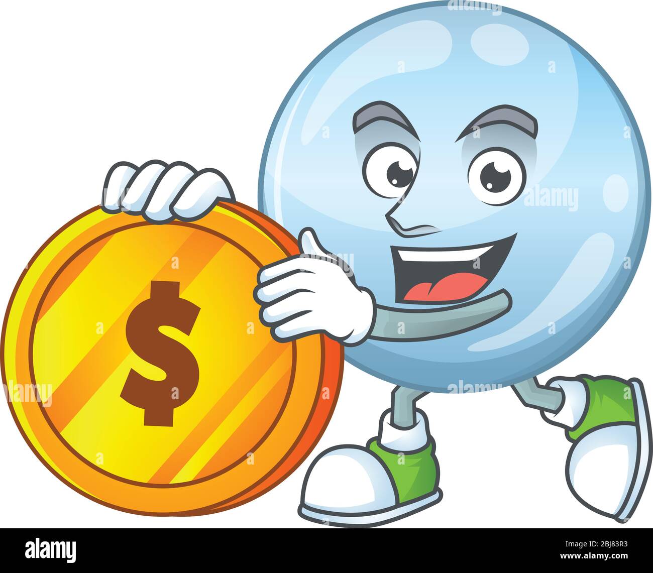 Collagen droplets rich cartoon character have big gold coin Stock ...