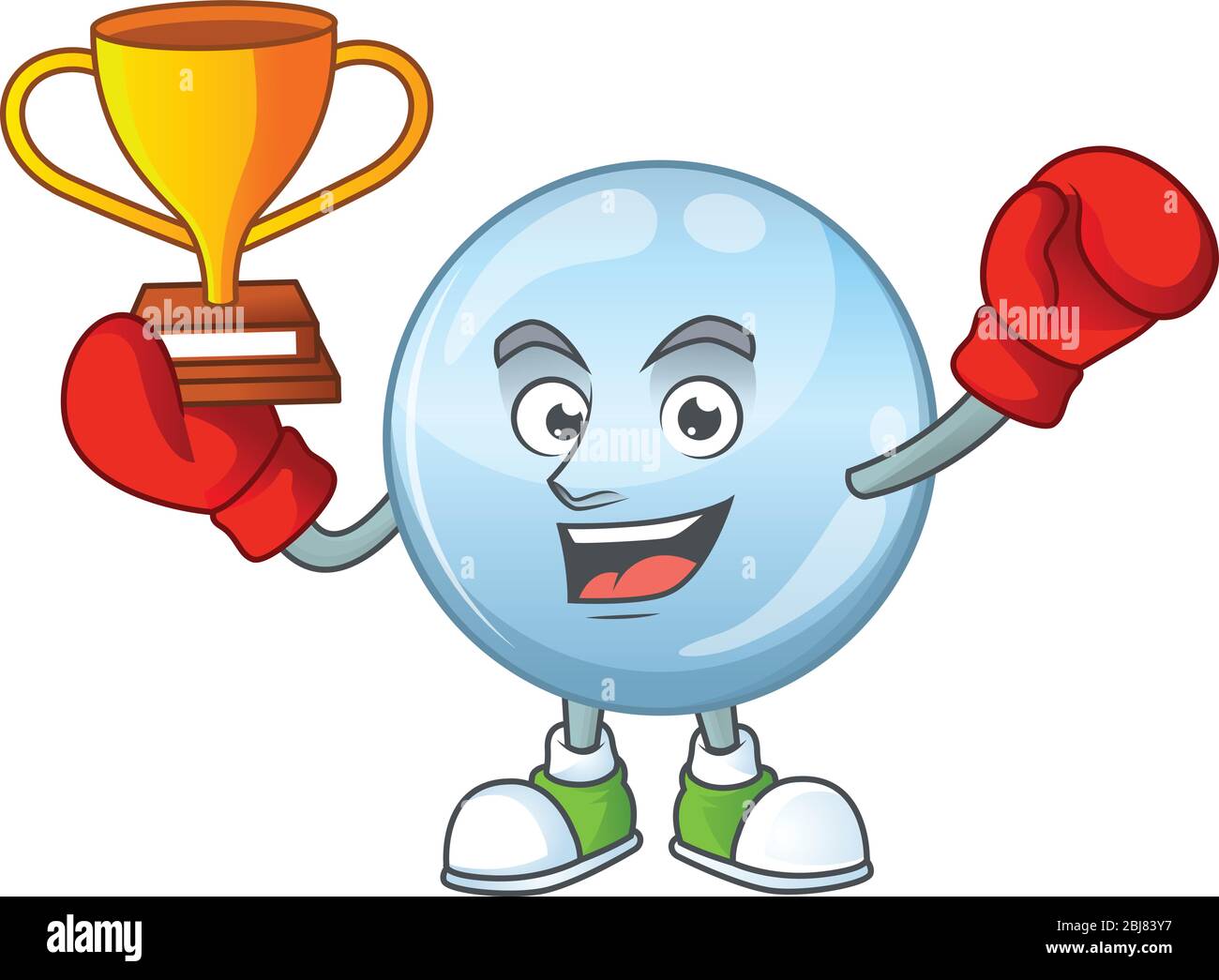 Proudly face of boxing winner collagen droplets presented in cartoon ...