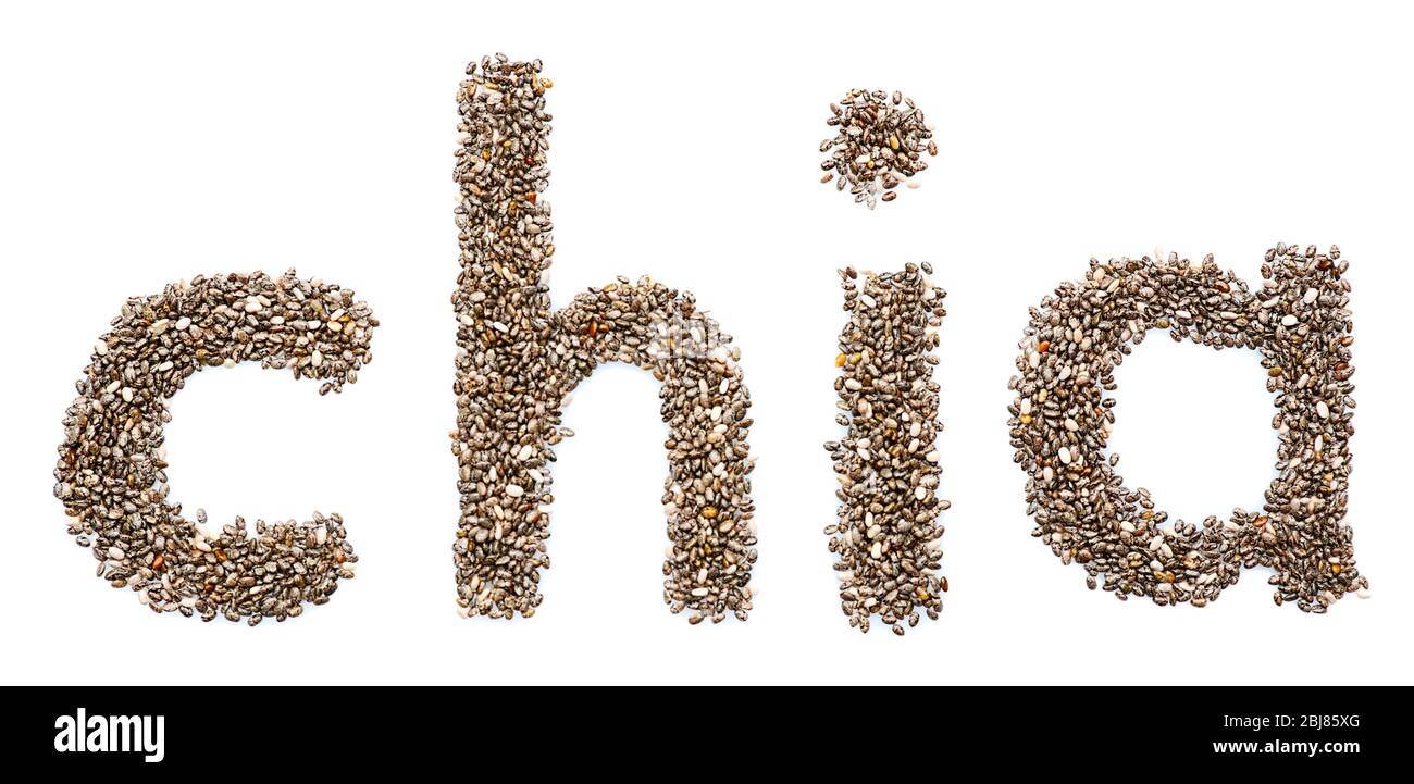 Chia word made from chia seeds isolated on white Stock Photo - Alamy