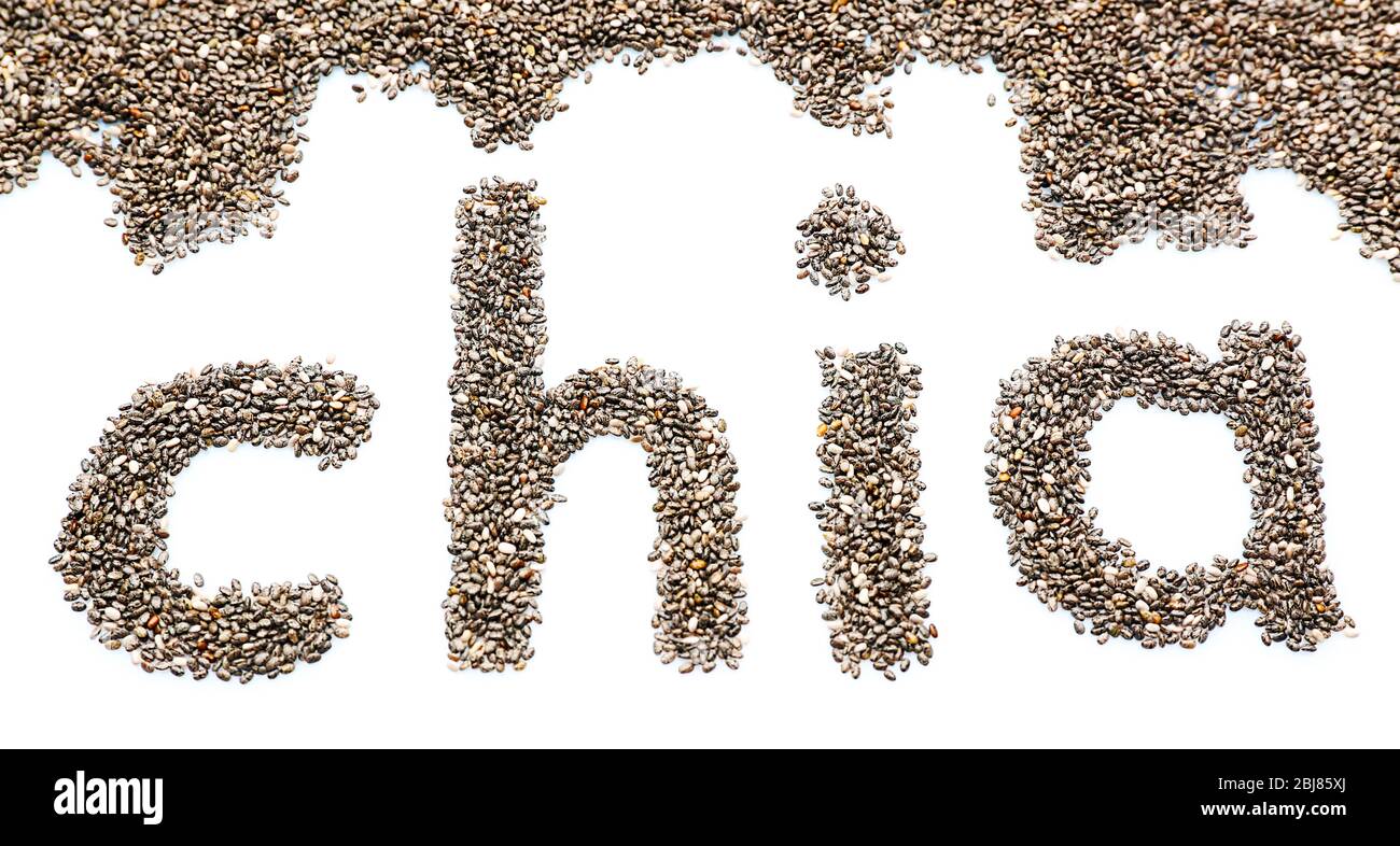 Chia word made from chia seeds isolated on white Stock Photo - Alamy