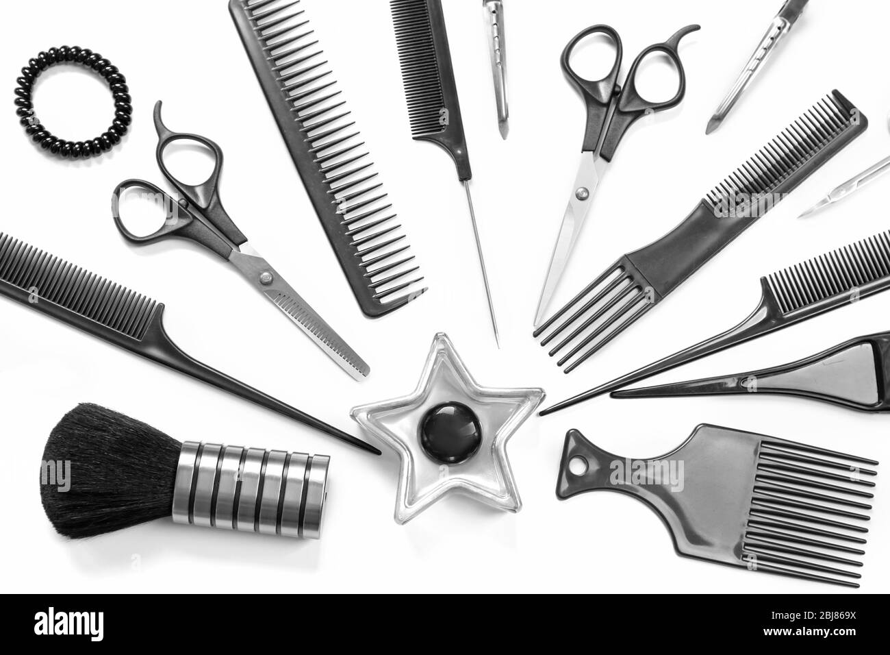 Barber set with tools, isolated on white Stock Photo - Alamy