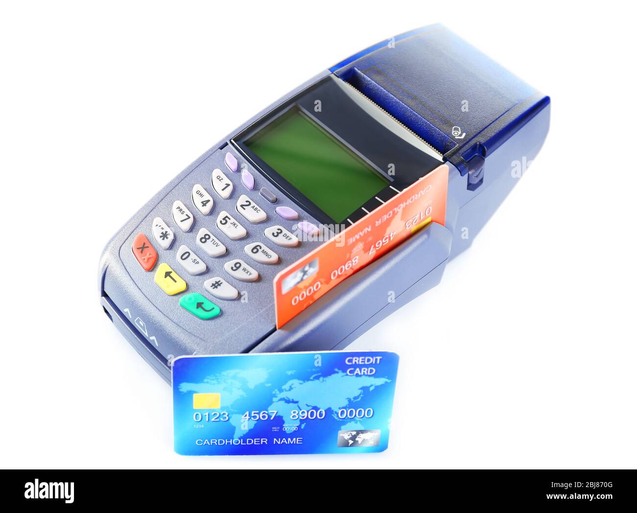 Bank terminal with credit cards, isolated on white Stock Photo - Alamy