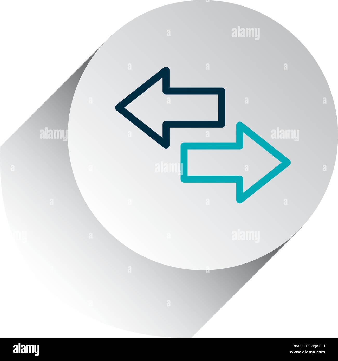 smartphone app buttons concept, arrows icon over white background, line ...