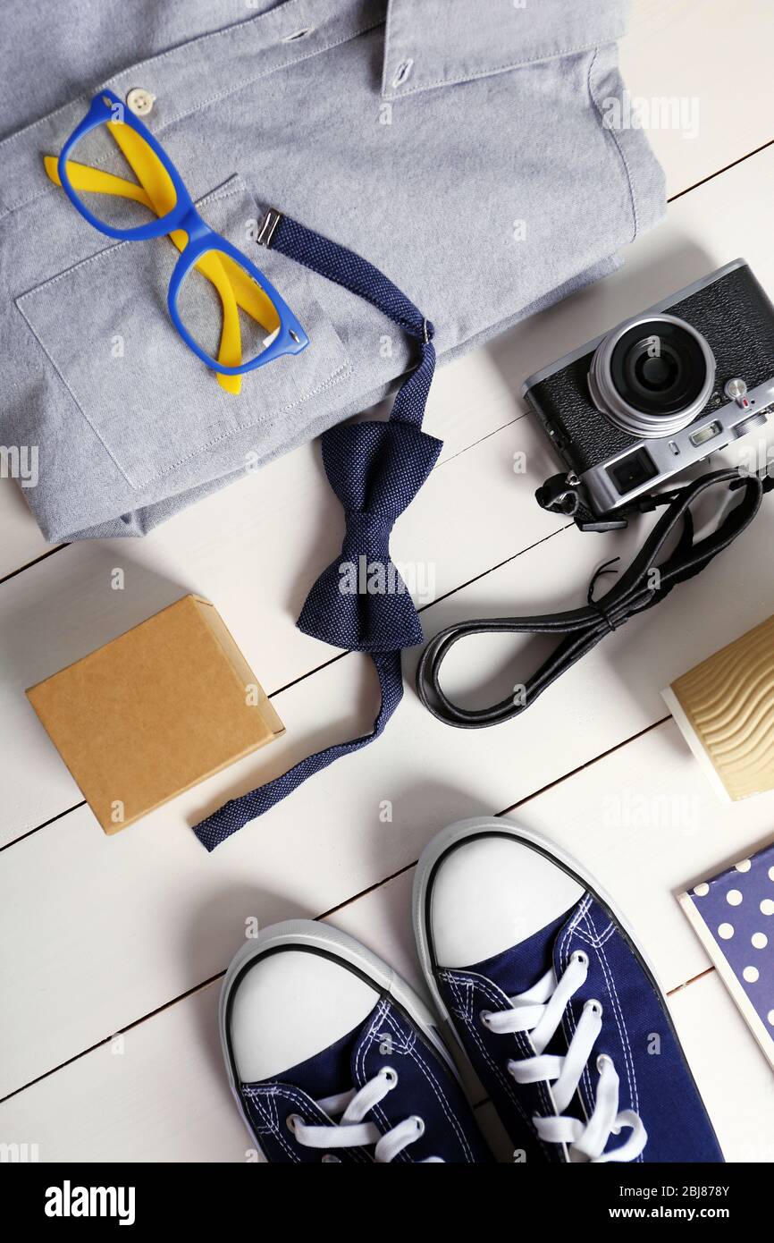 Stylish traveler set Stock Photo - Alamy