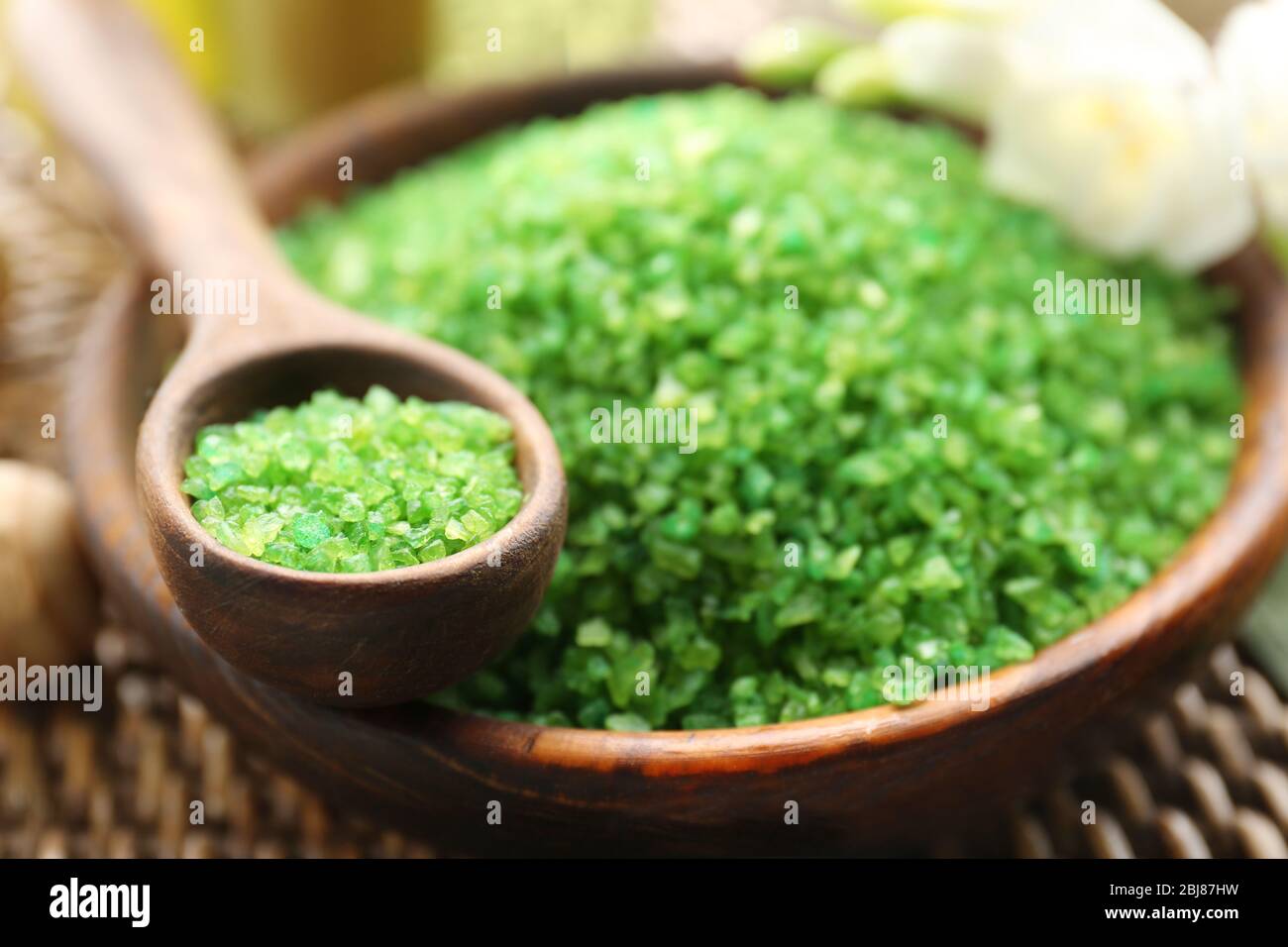Spa concept. Sea salt in a bowl, close up Stock Photo - Alamy