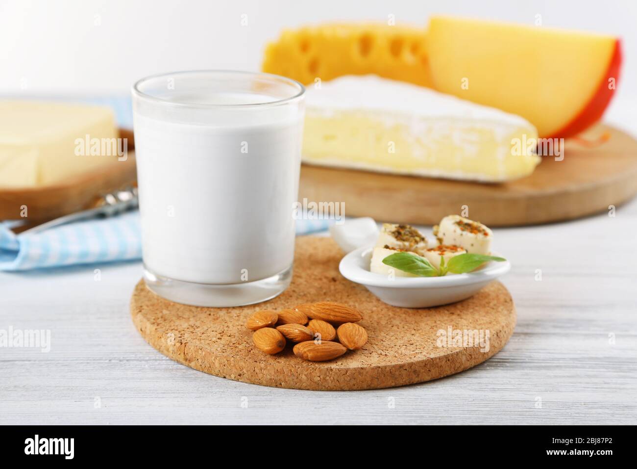 Fresh dairy on table, closeup Stock Photo - Alamy