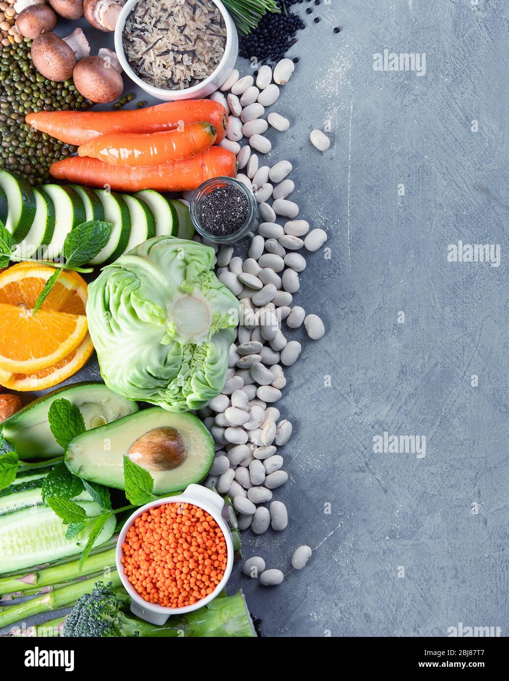 Plant based diet ingredients. Healthy food high in vitamins ...