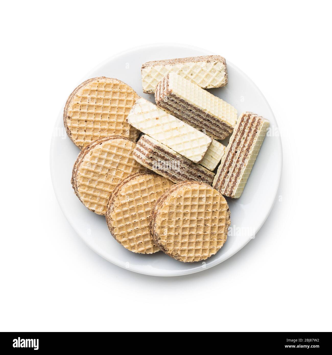 Sweet wafer biscuits isolated on white background Stock Photo - Alamy