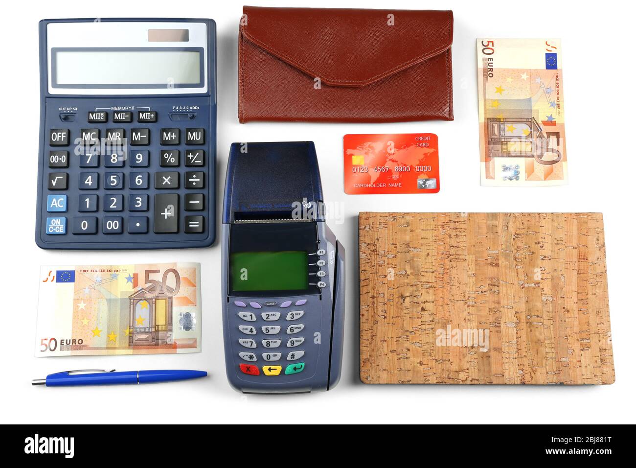 Credit card with card register and banknotes isolated on white Stock ...