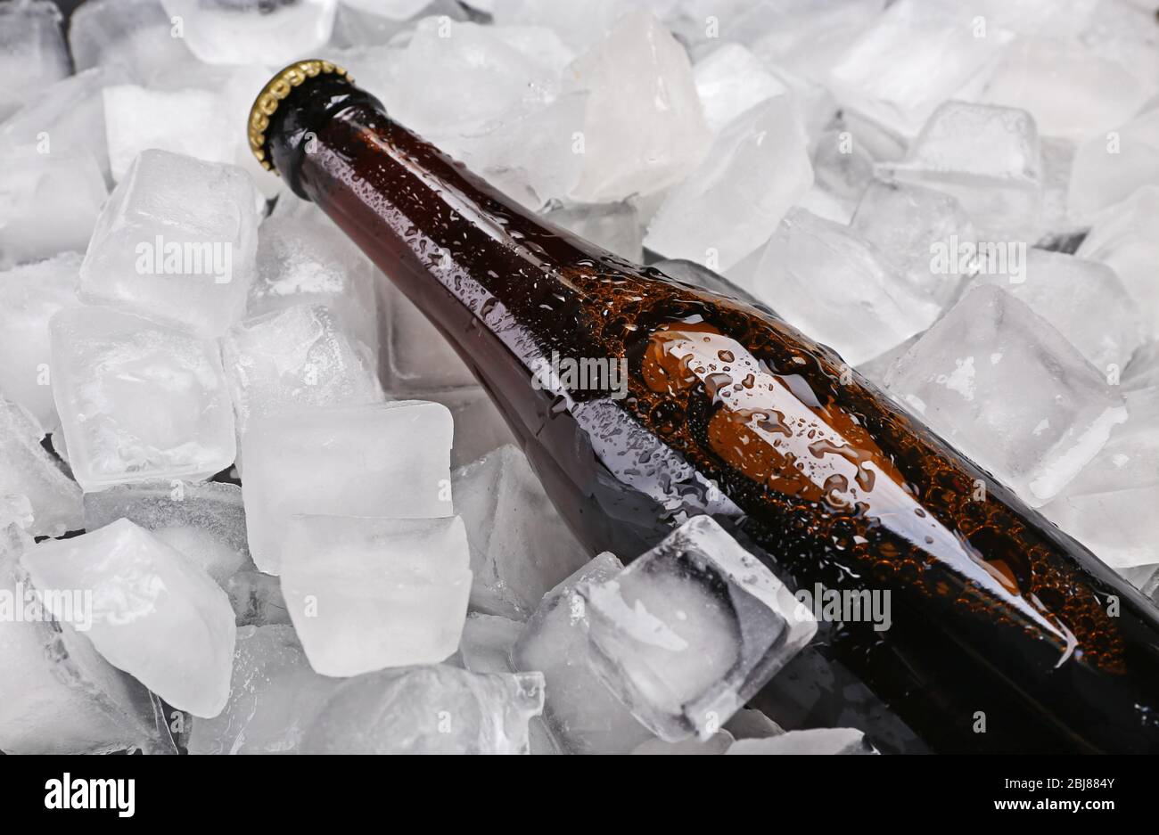 Bottle of beer in ice Stock Photo - Alamy