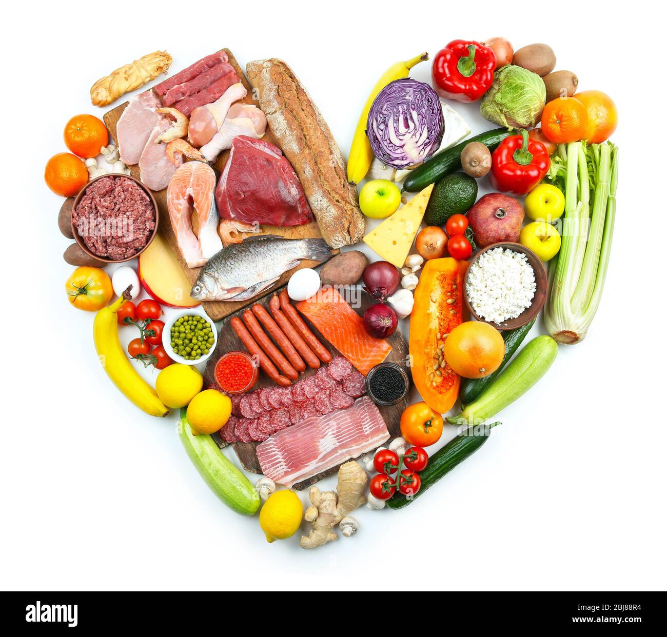 A set of food products isolated on white, top view Stock Photo - Alamy