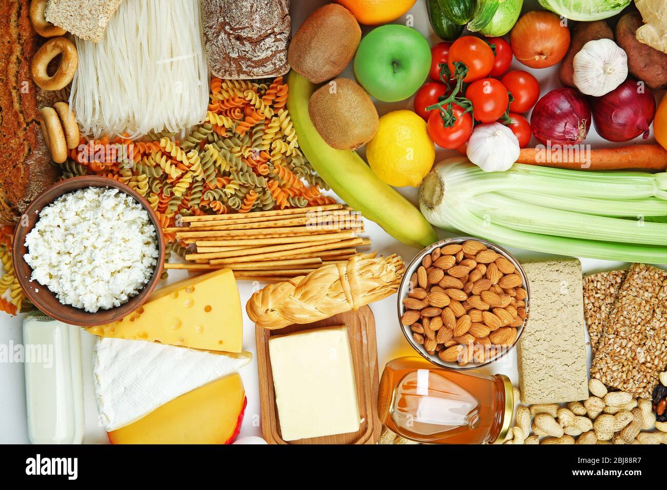 A set of food products, top view Stock Photo - Alamy