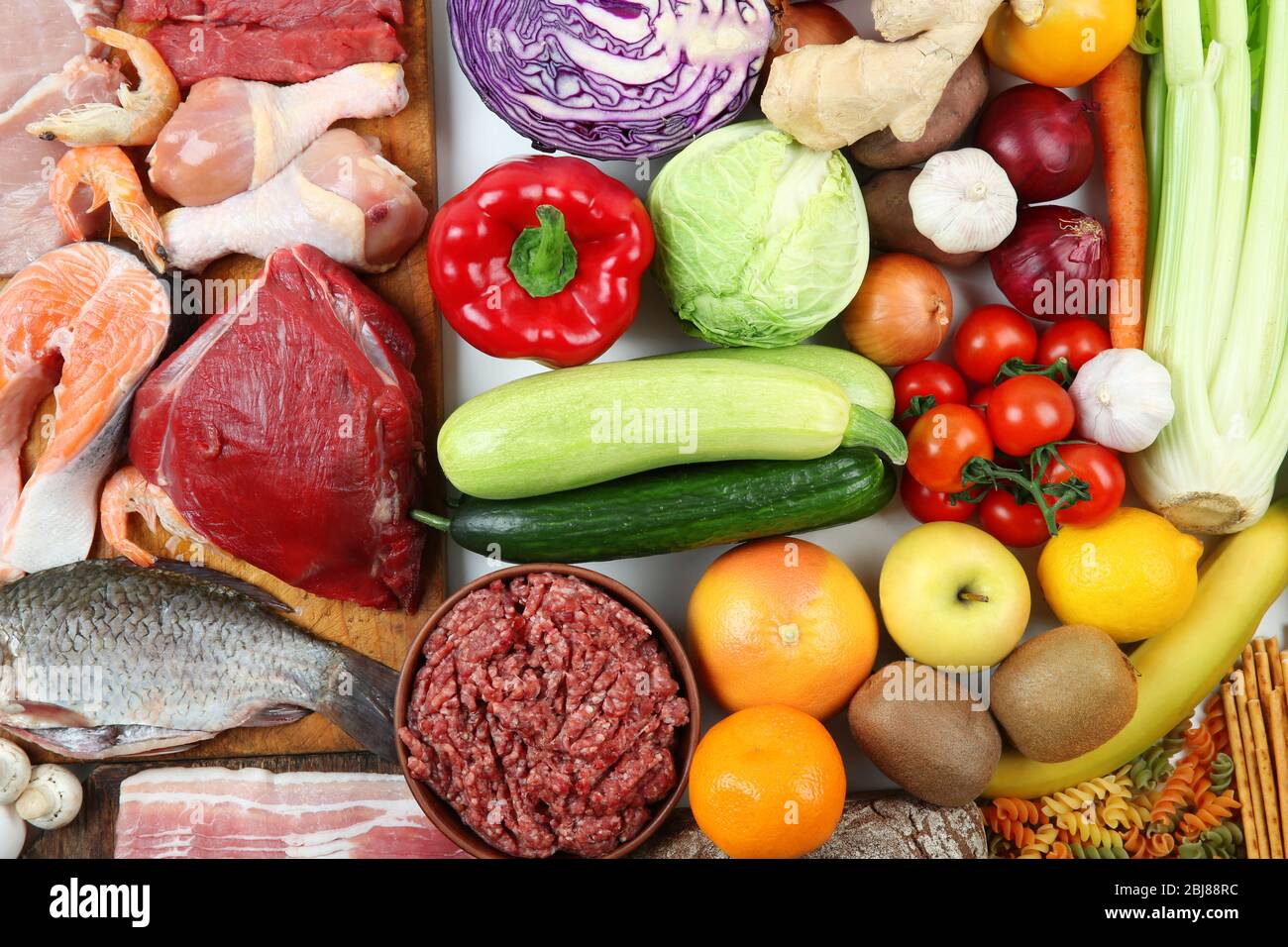 A set of food products, top view Stock Photo - Alamy