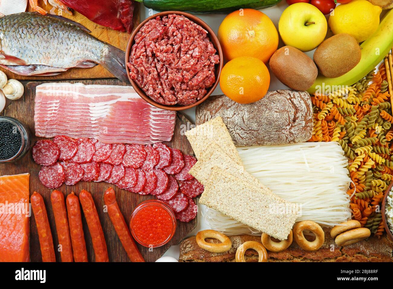 A set of food products, top view Stock Photo - Alamy