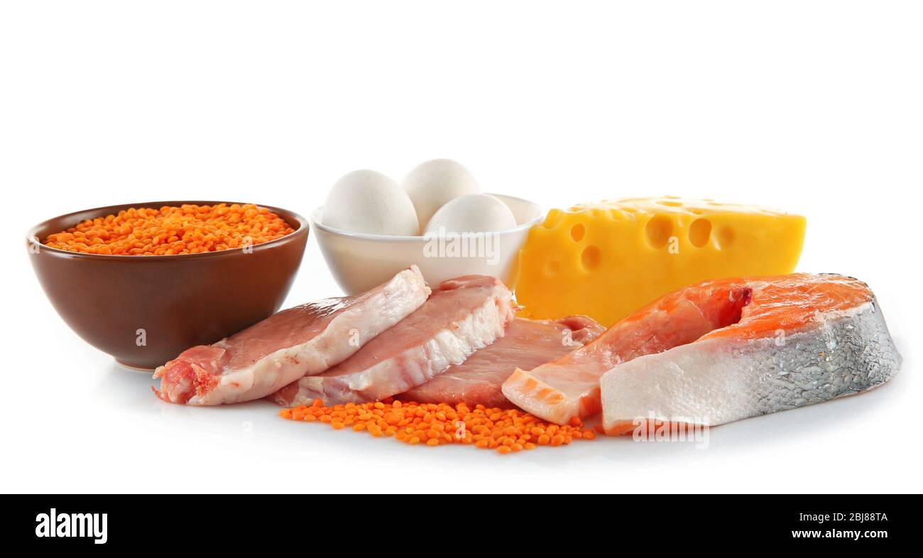 A set of food products isolated on white Stock Photo - Alamy