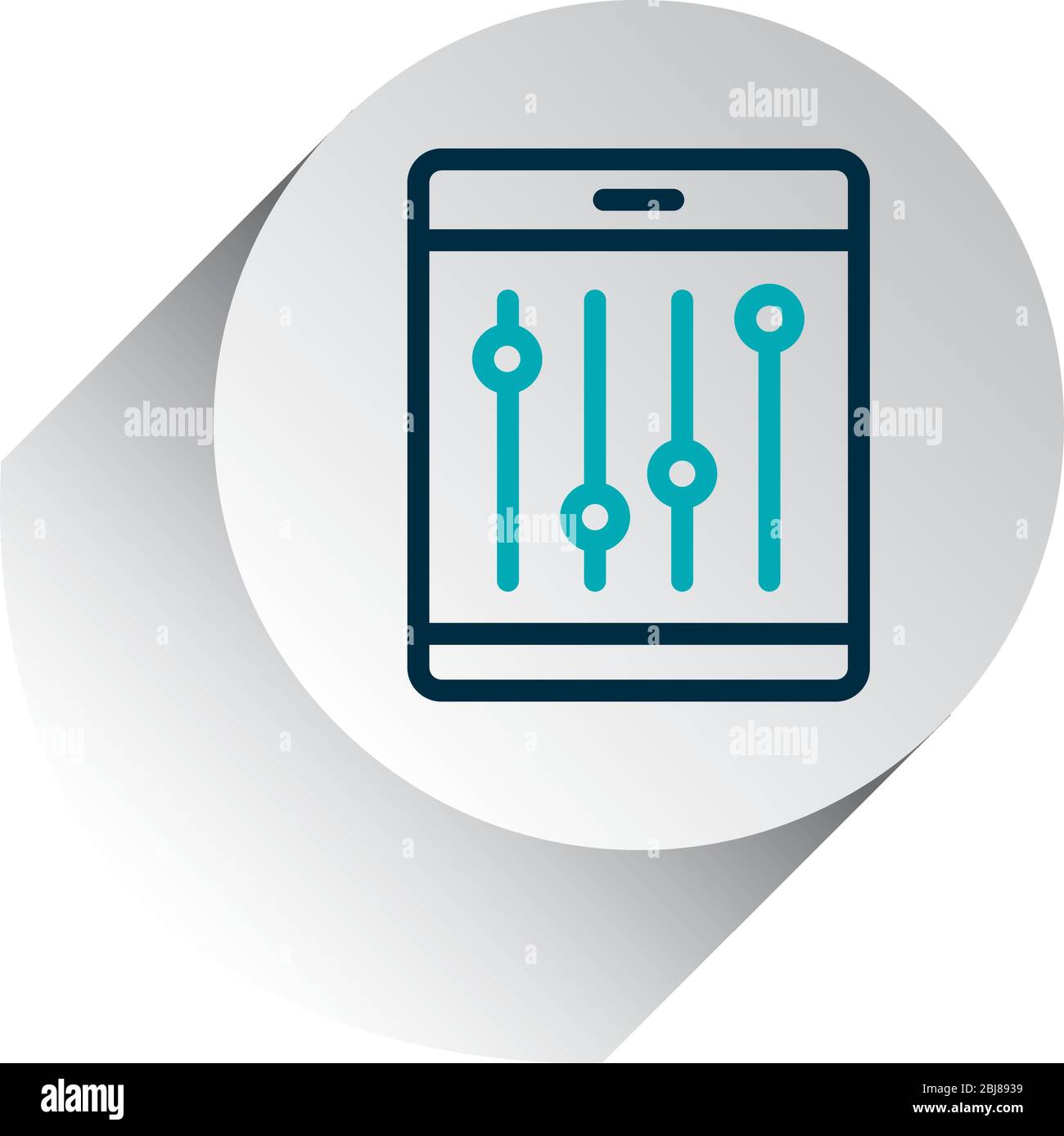 smartphone app buttons concept, control center button icon over white ...