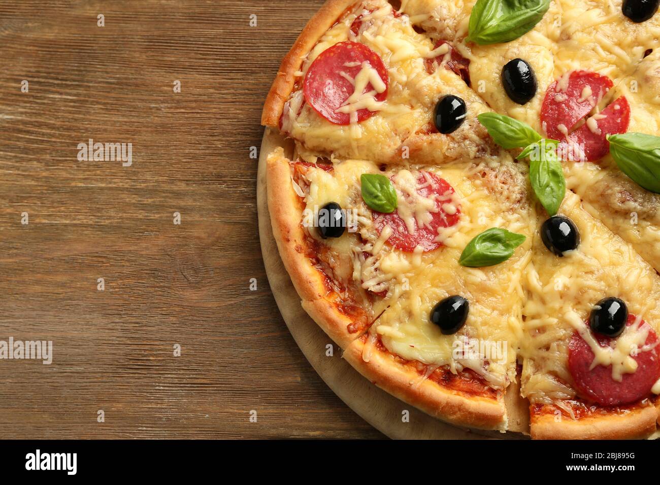 Fresh baked pizza, top view Stock Photo - Alamy