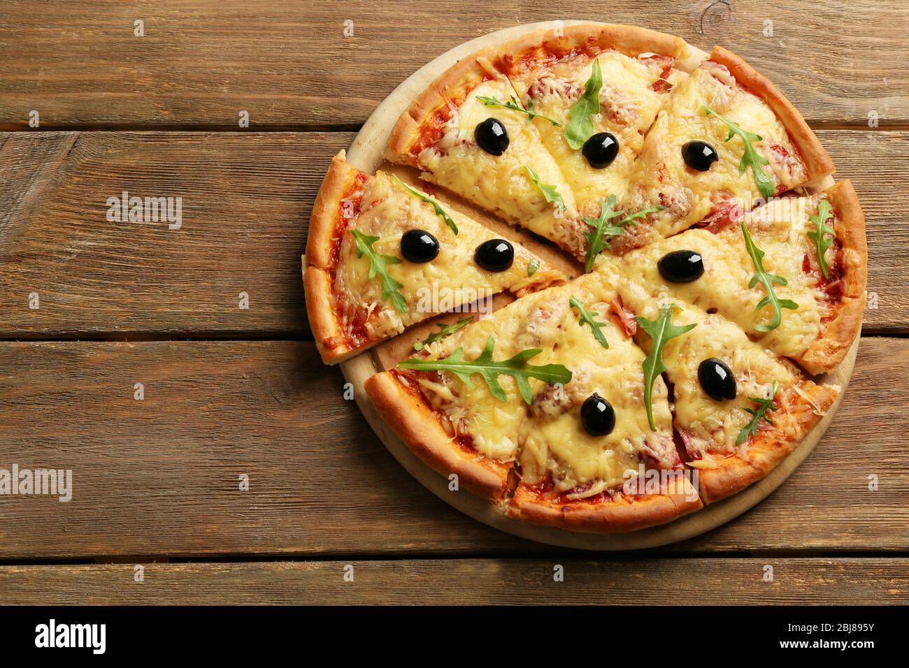 Fresh baked pizza, top view Stock Photo - Alamy