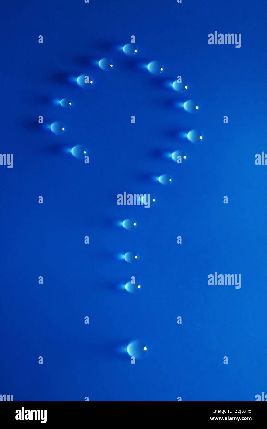 Question mark made of water drops on blue background Stock Photo - Alamy