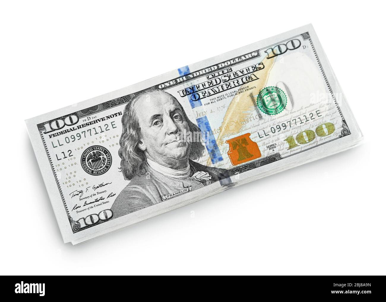 Dollar banknotes isolated on white Stock Photo - Alamy