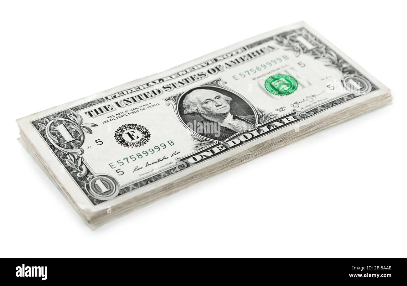 Dollar banknotes isolated on white Stock Photo - Alamy