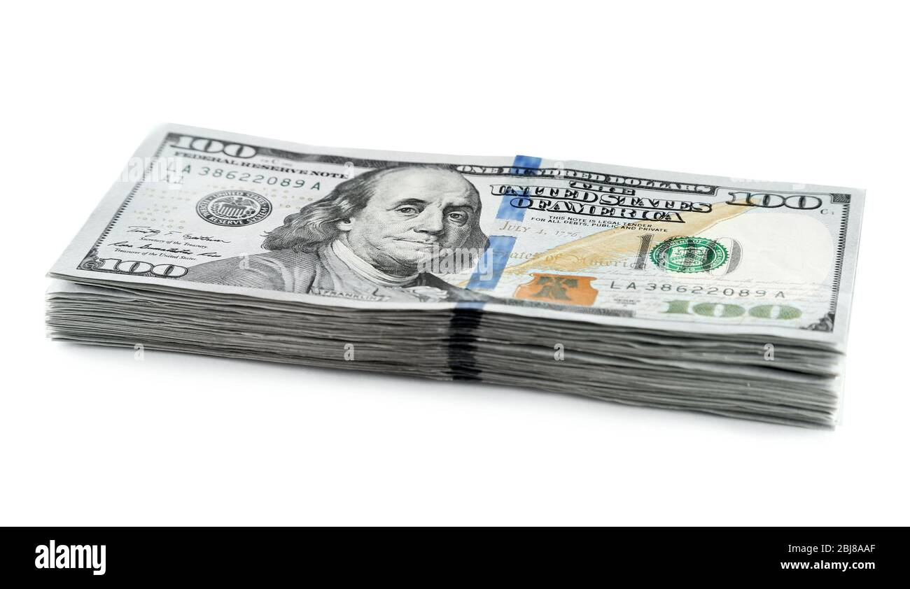 Dollar banknotes isolated on white Stock Photo - Alamy