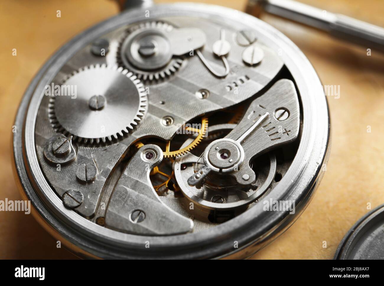 Mechanism of pocket clock closeup Stock Photo - Alamy