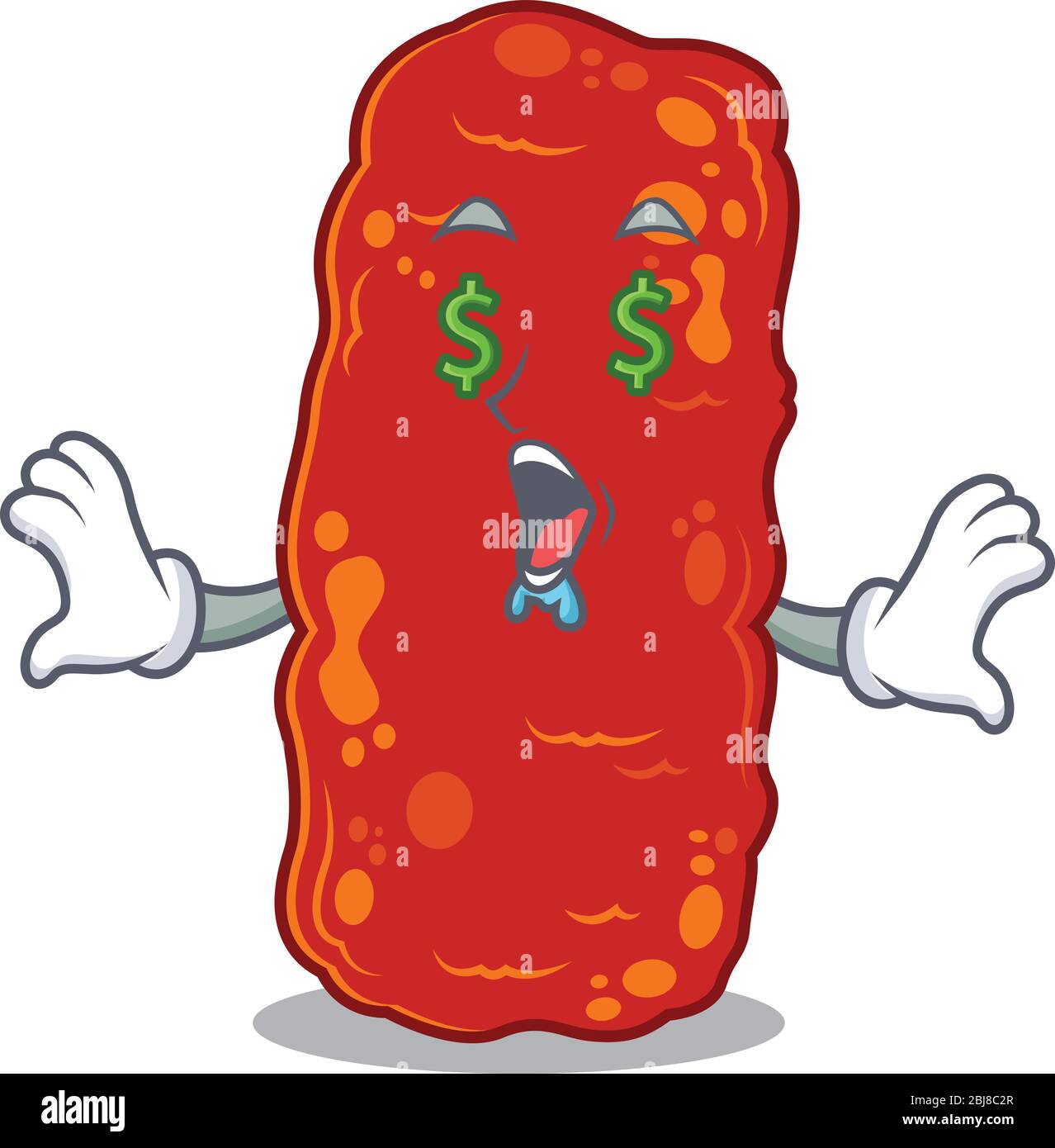 Rich cartoon character design of acinetobacter bacteria with money eyes ...