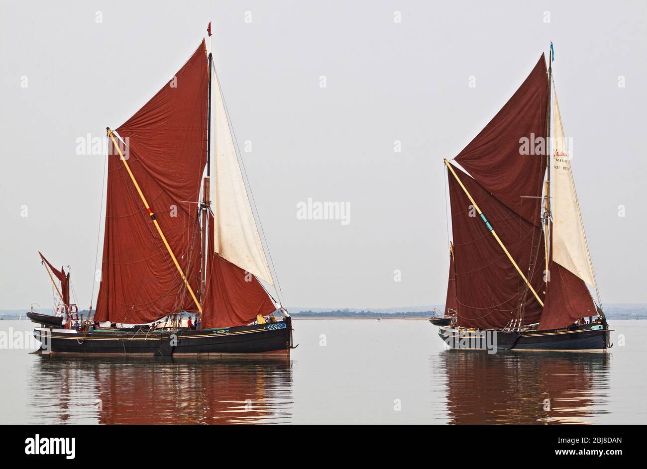 The Thames sailing barges Centaur and Edith May in full sail Stock ...