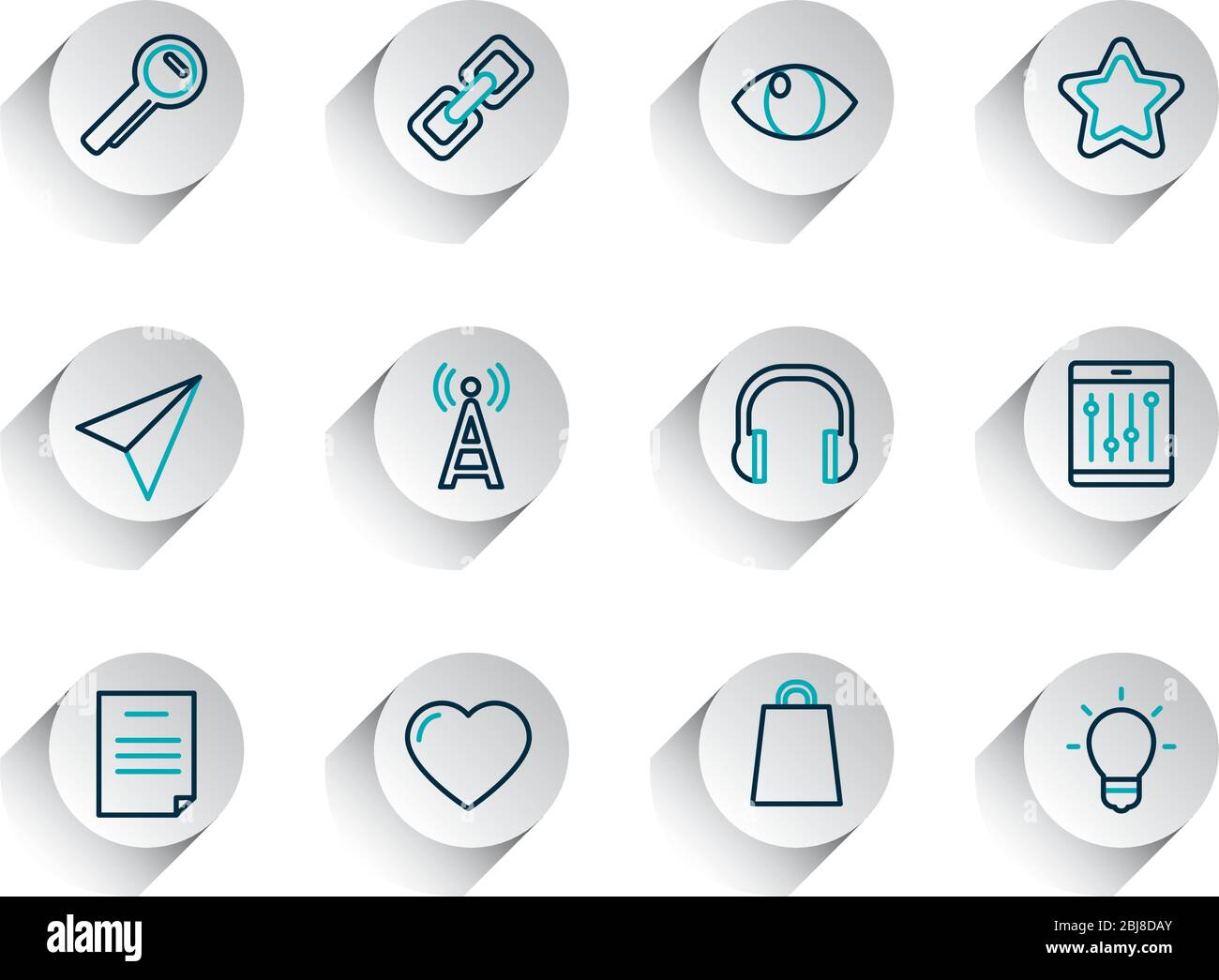 location arrow and smartphone app buttons icon set over white ...