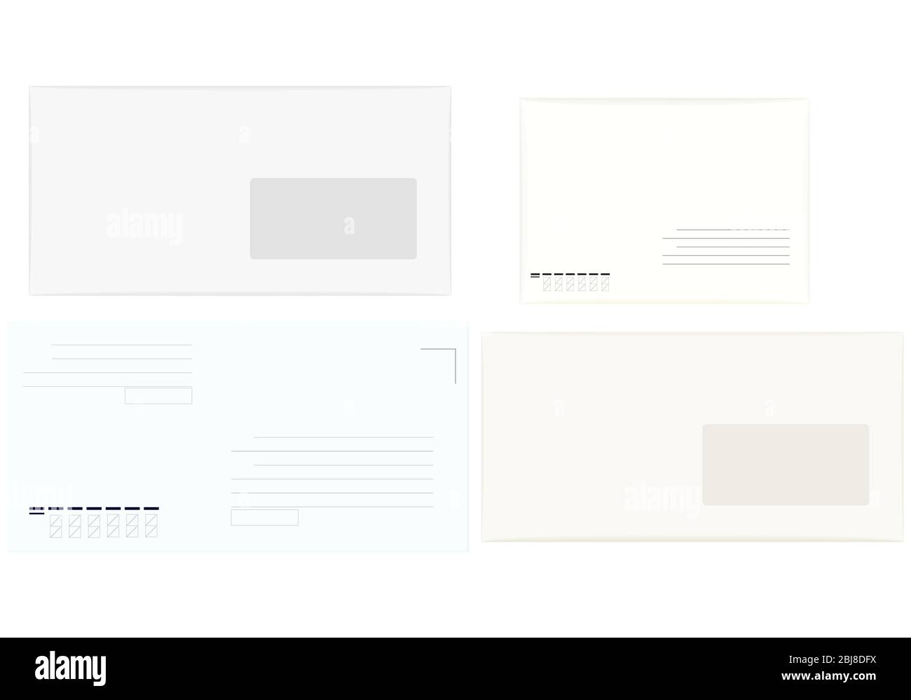 four different white paper letters on white background Stock Vector ...